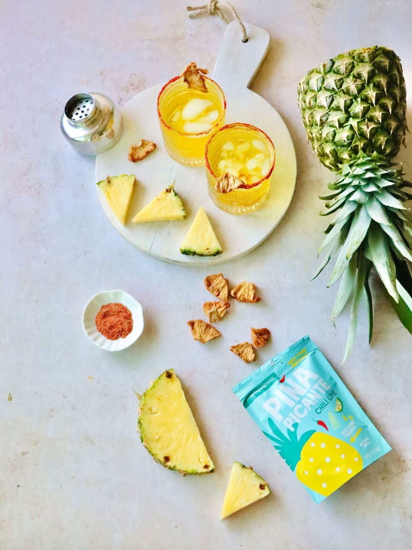 Exoctic Piña Picante spicy chili lime dried pineapple snacks is hot