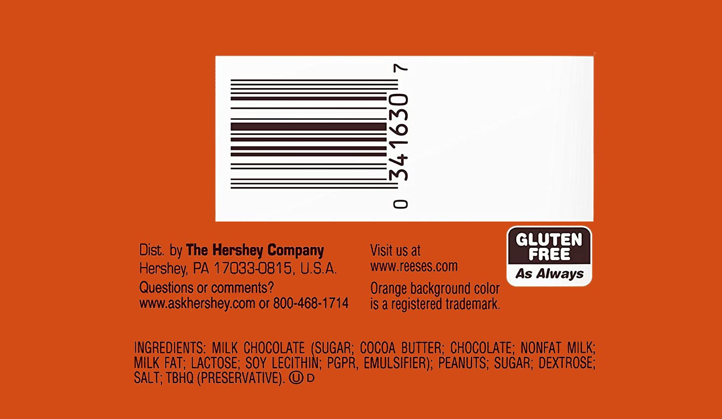 Reese’s: Orange background color is a registered trademark